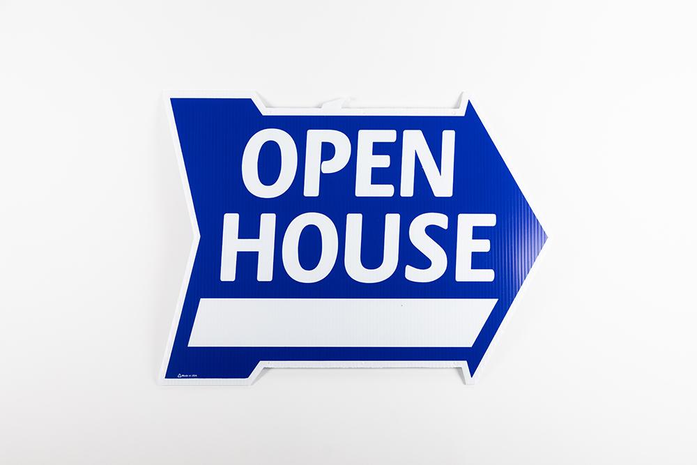 OPEN HOUSE SIGN - ARROW SHAPE - BLUE – ABoR REALTOR® Store