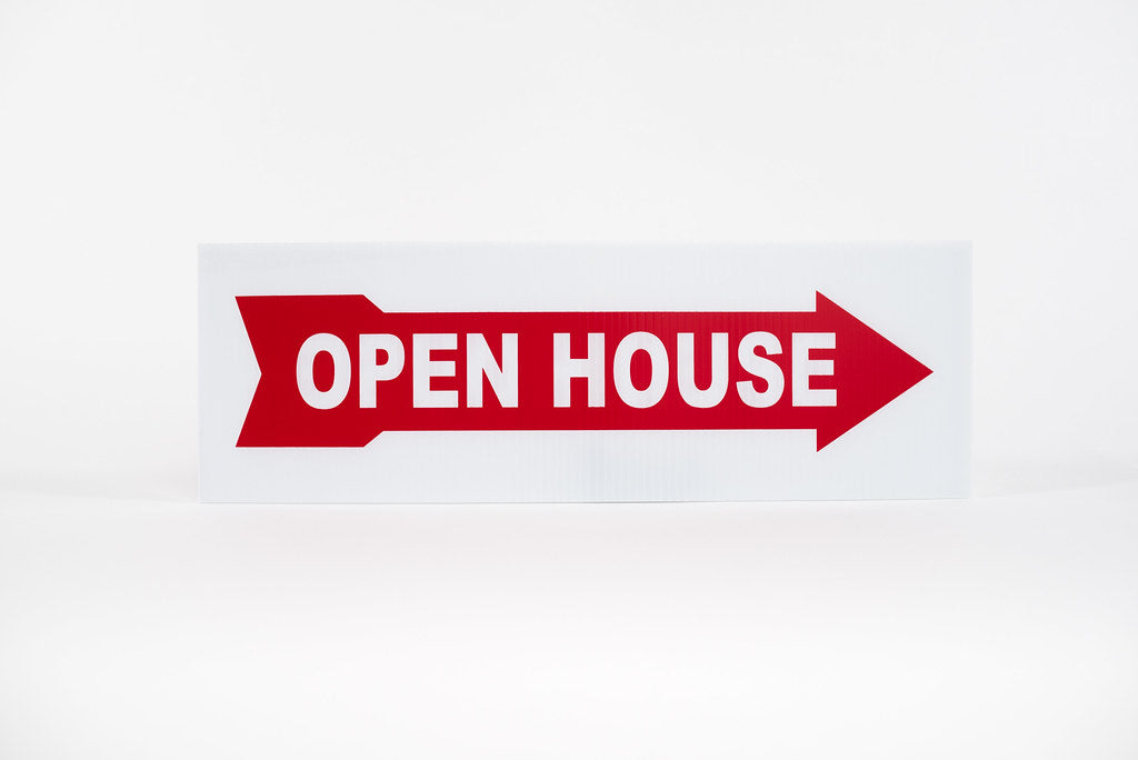 OPEN HOUSE DIRECTIONAL ARROW SIGN - 6X18 - RED – ABoR REALTOR® Store